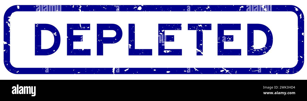 Grunge blue depleted word square rubber seal stamp on white background ...