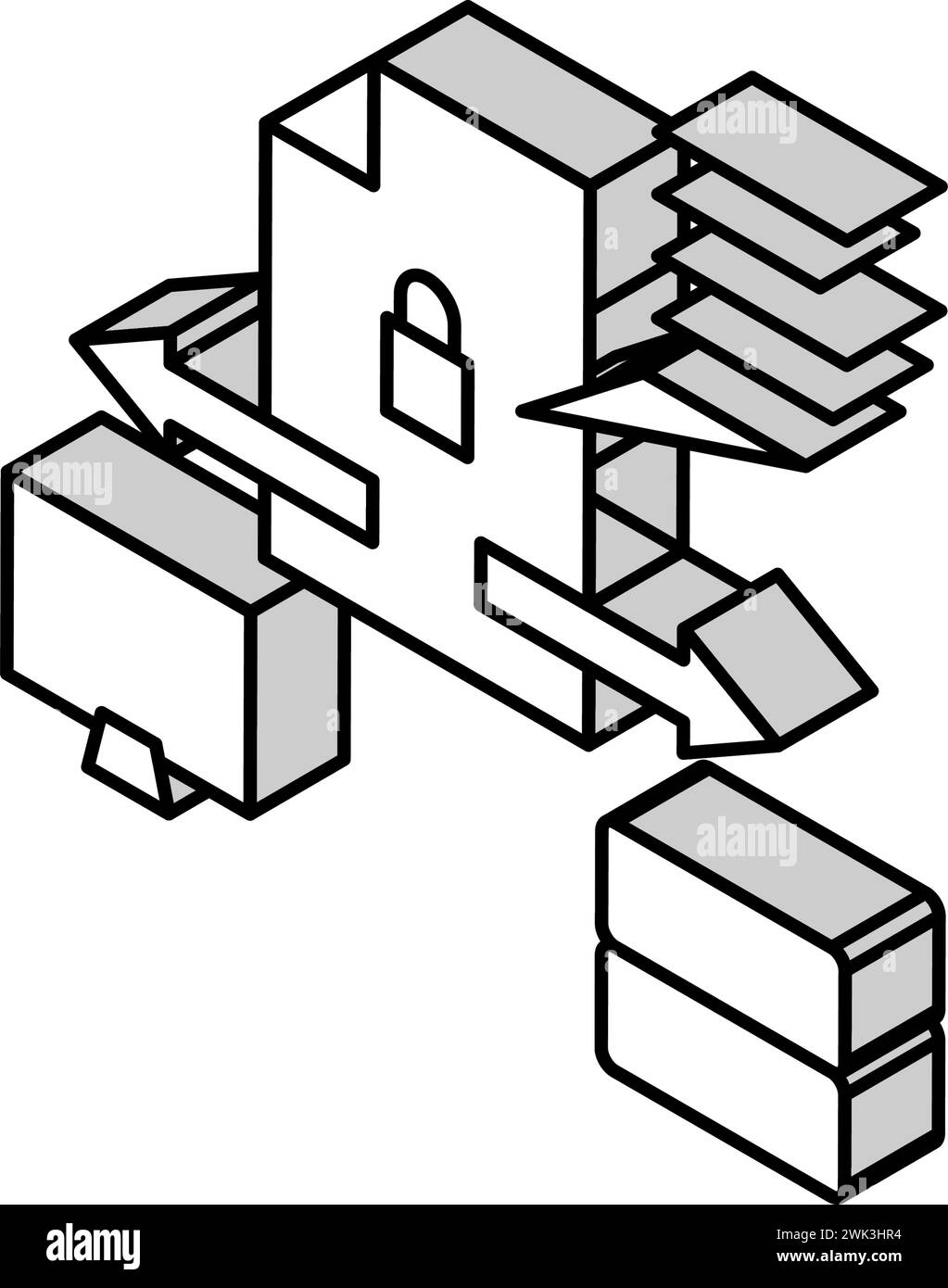 secure file upload computer server isometric icon vector illustration ...