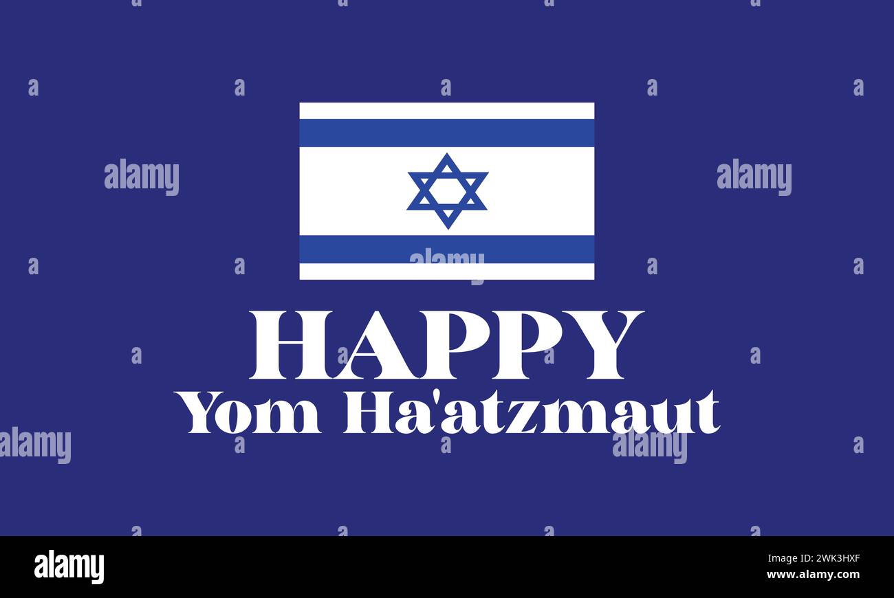 Happy Yom Ha'atzmaut Text With Flag Background illustration design ...