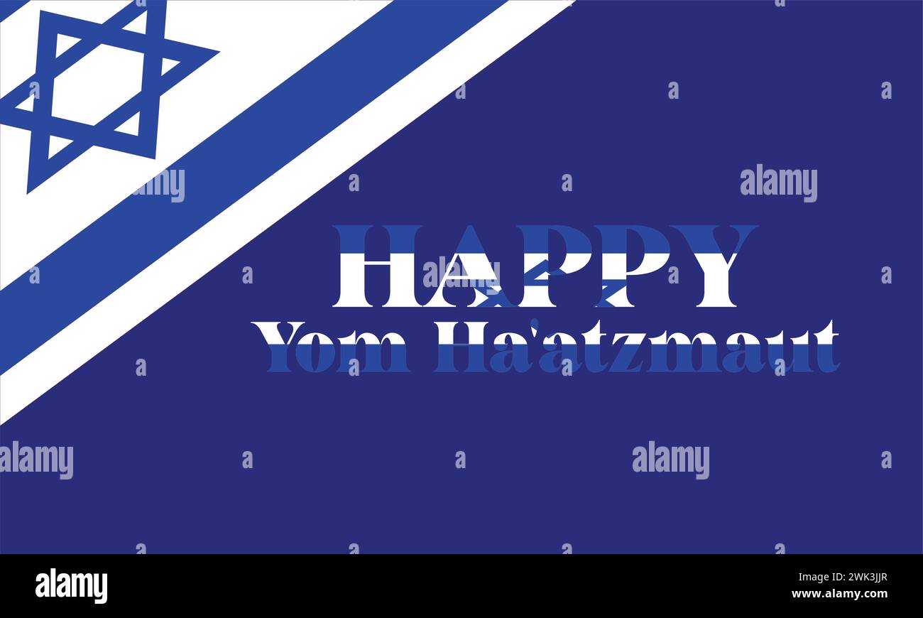 Happy Yom Ha'atzmaut Text With Flag Background illustration design ...