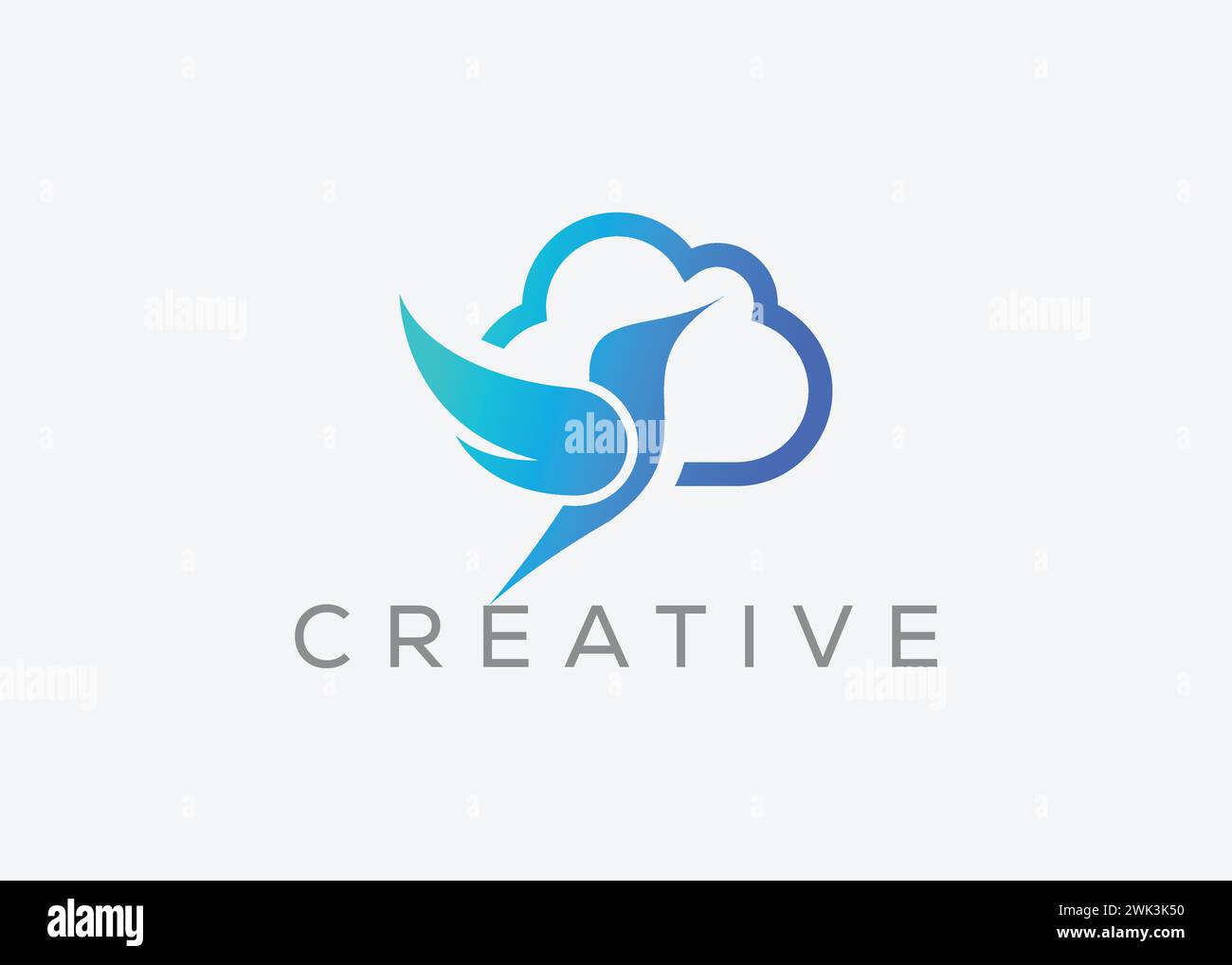 Creative and minimal Cloud bird vector logo design template. Dove Flying and cloud logo. Cloud ...