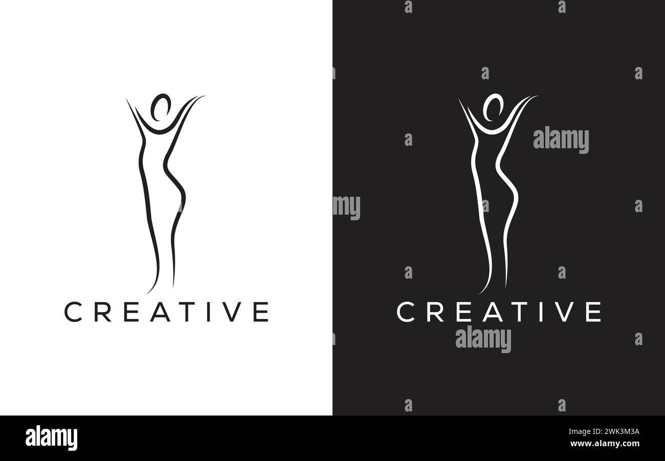 Weight loss vector logo. Slim body shape logo. female Slim body outline ...