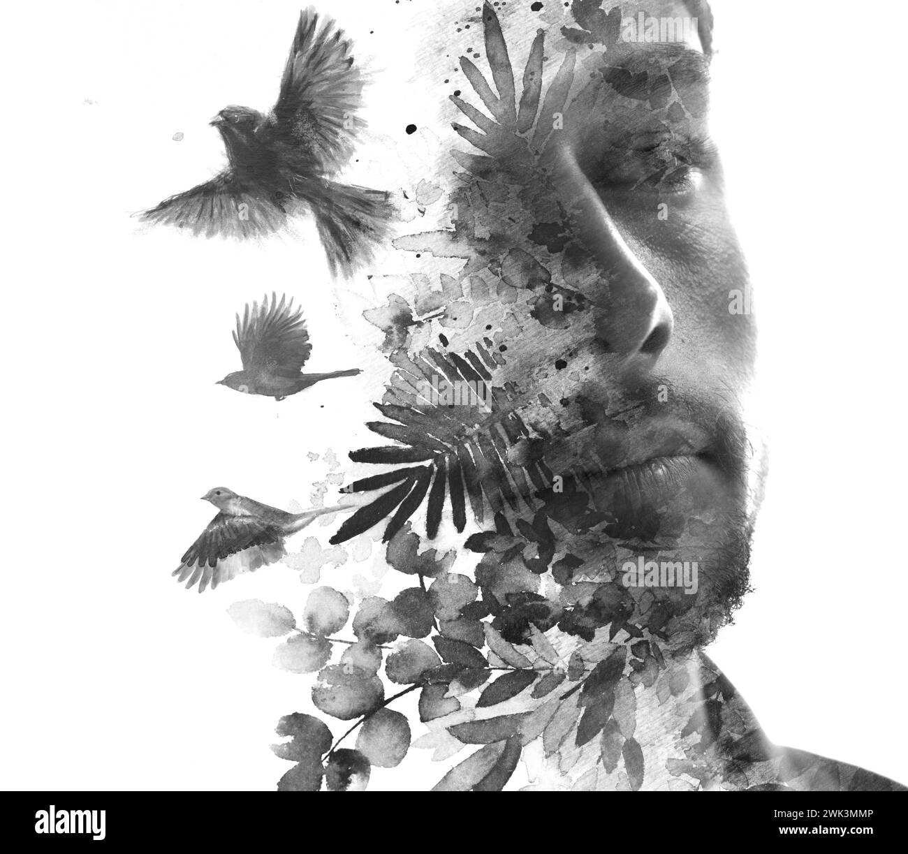 Art therapy hand painting Black and White Stock Photos & Images - Alamy