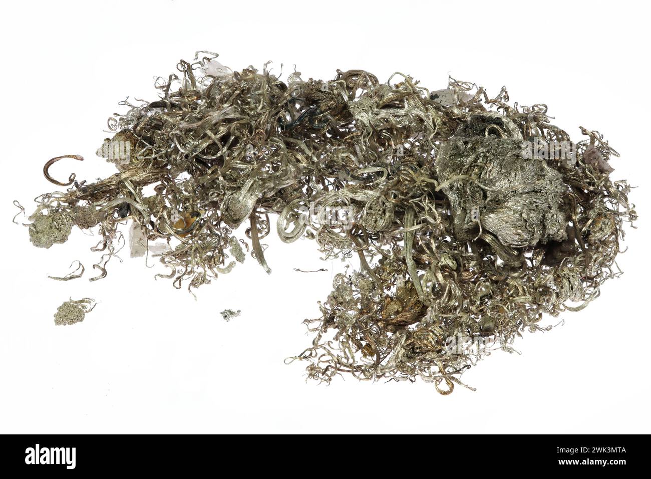 native silver from Schlema, Ore Mountains, Germany isolated on white ...