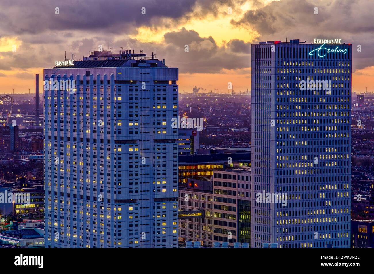 Rotterdam, The Netherlands, February 12, 2024: the twin tower of the ...