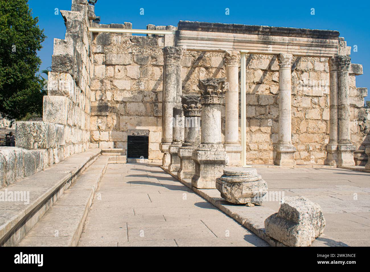Ruins of the ancient great Jewish synagogue at Capernaum or Kfar Nahum ...