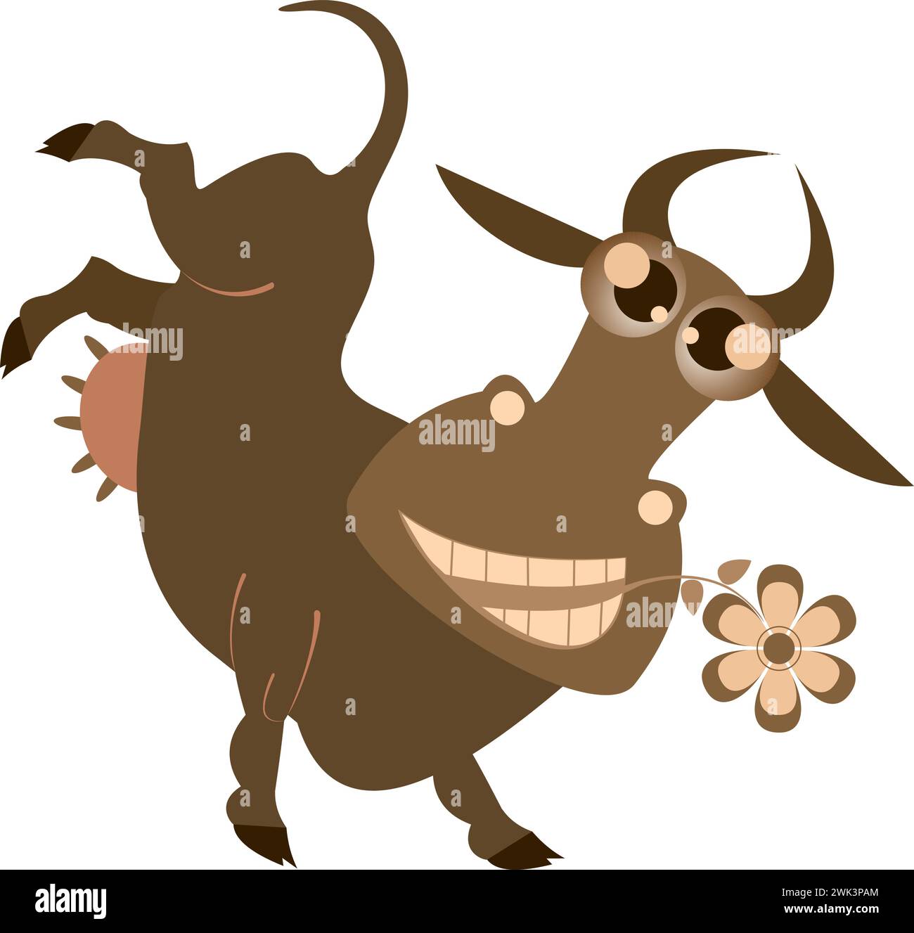 Original cartoon caw illustration. Cute cow, dairy farm. Isolated on ...