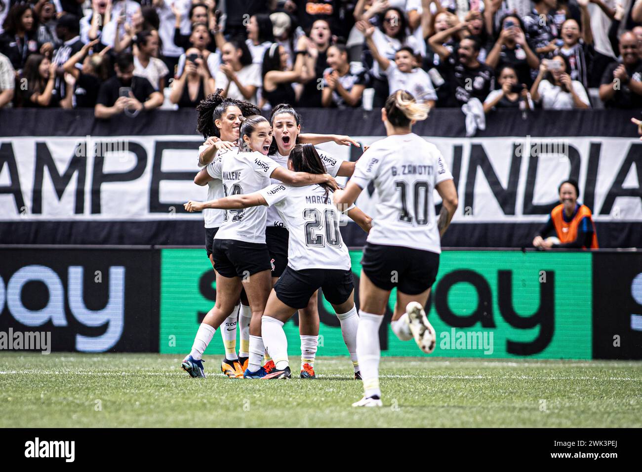 Sao Paulo, Brazil, Feb 18th 2024 Corinthians celebrate after Duda ...