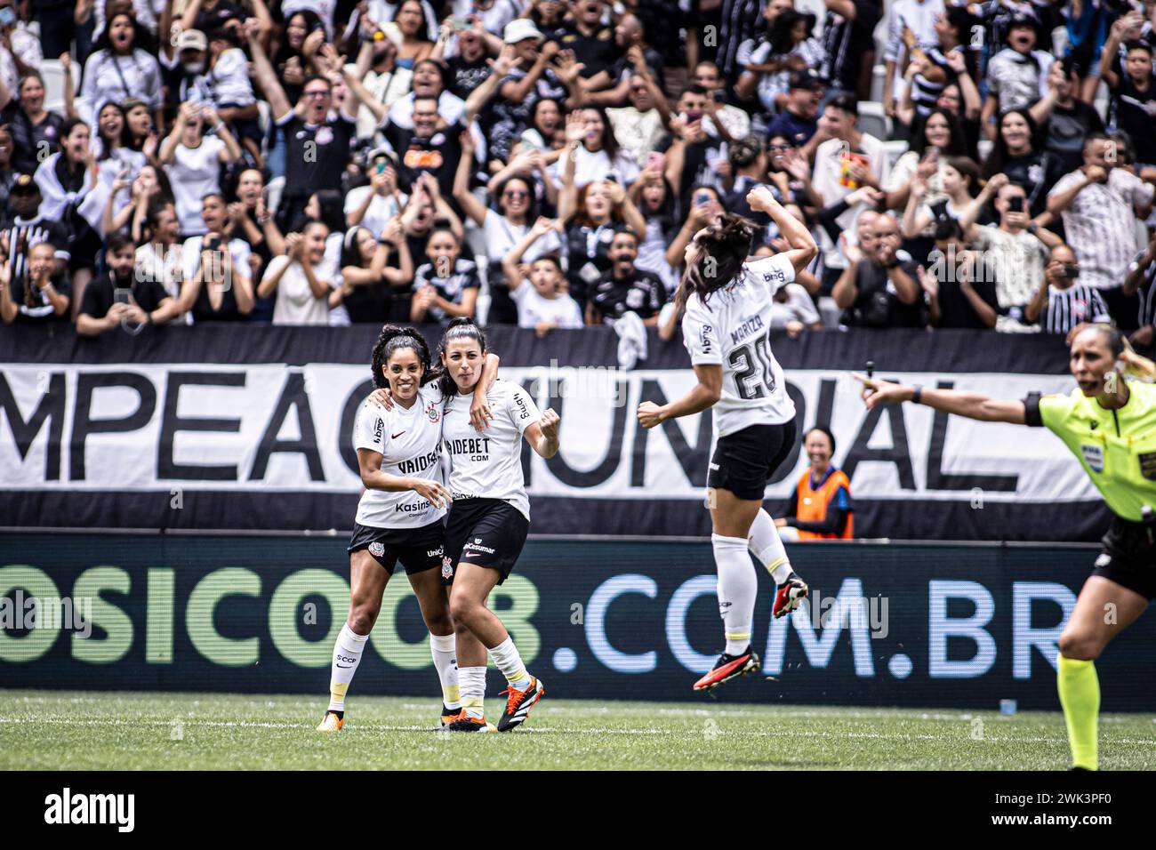 Sao Paulo, Brazil, Feb 18th 2024 Corinthians celebrate after Duda ...