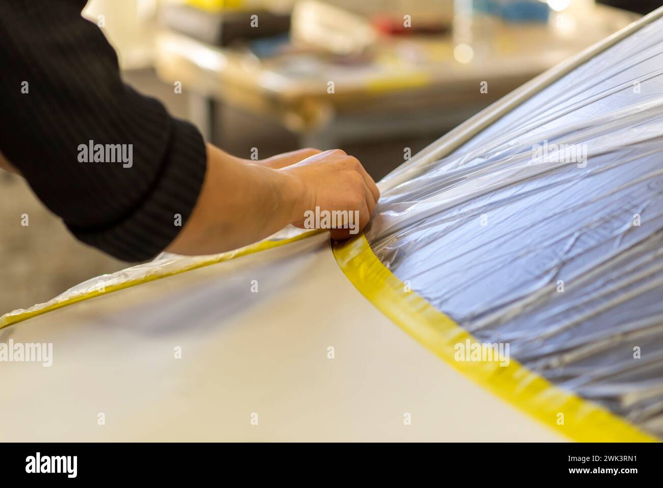 Auto body repair series. Masking car before repaint Stock Photo - Alamy Auto body repair series. Masking car before repaint Stock Photo - Alamy