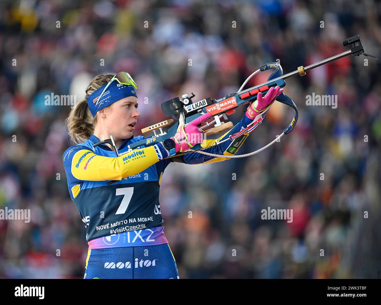Elvira Oeberg of Sweden in action during the Women's mass start race ...