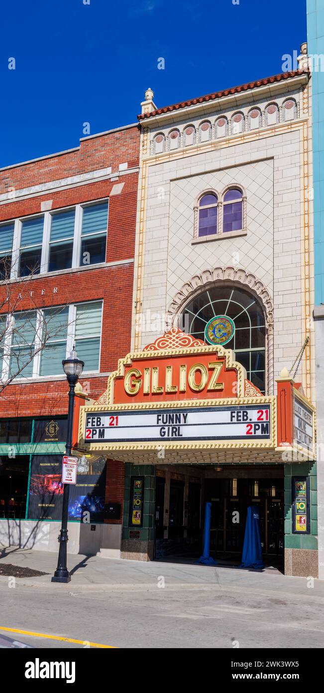 Restored historic Gillioz Theatre, Springfield, MO, on Route 66 Stock ...