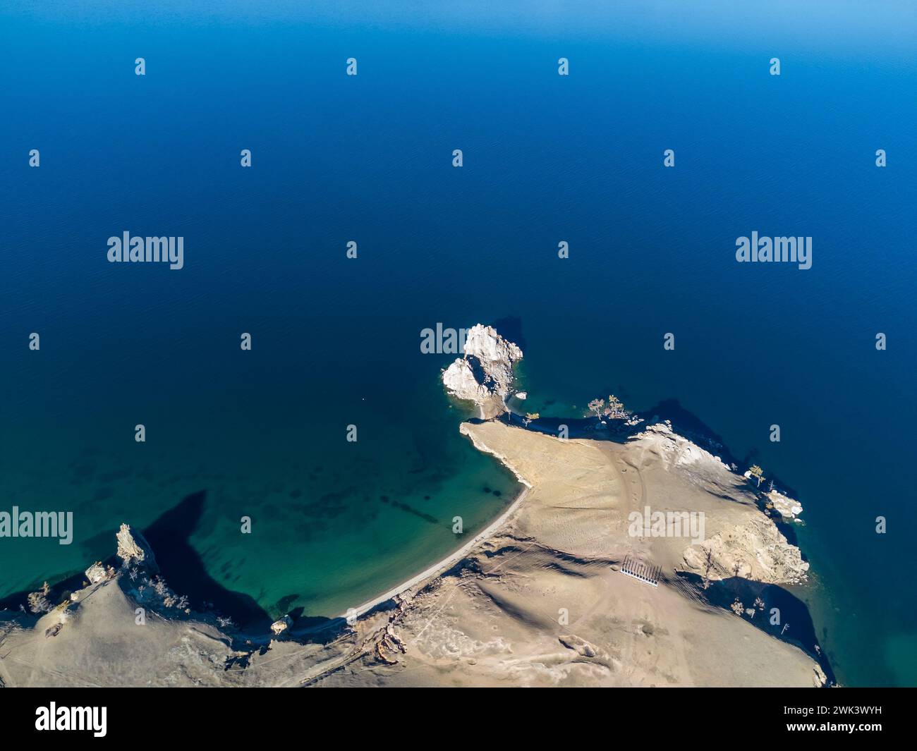 Sarayskiy beach. Shamanka Rock. Lake Baikal at Olkhon Island. the ...