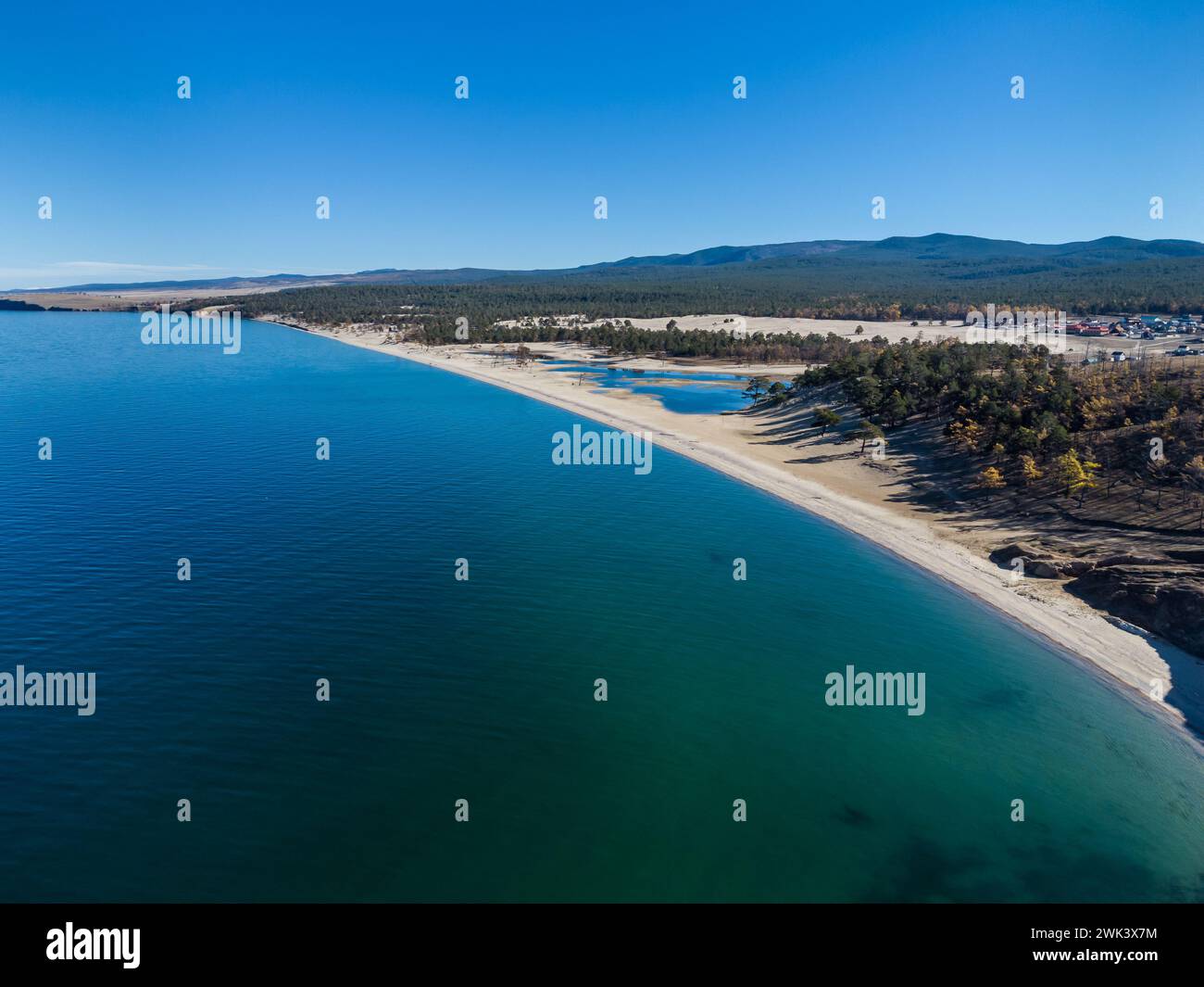 Sarayskiy beach. Shamanka Rock. Lake Baikal at Olkhon Island. the ...