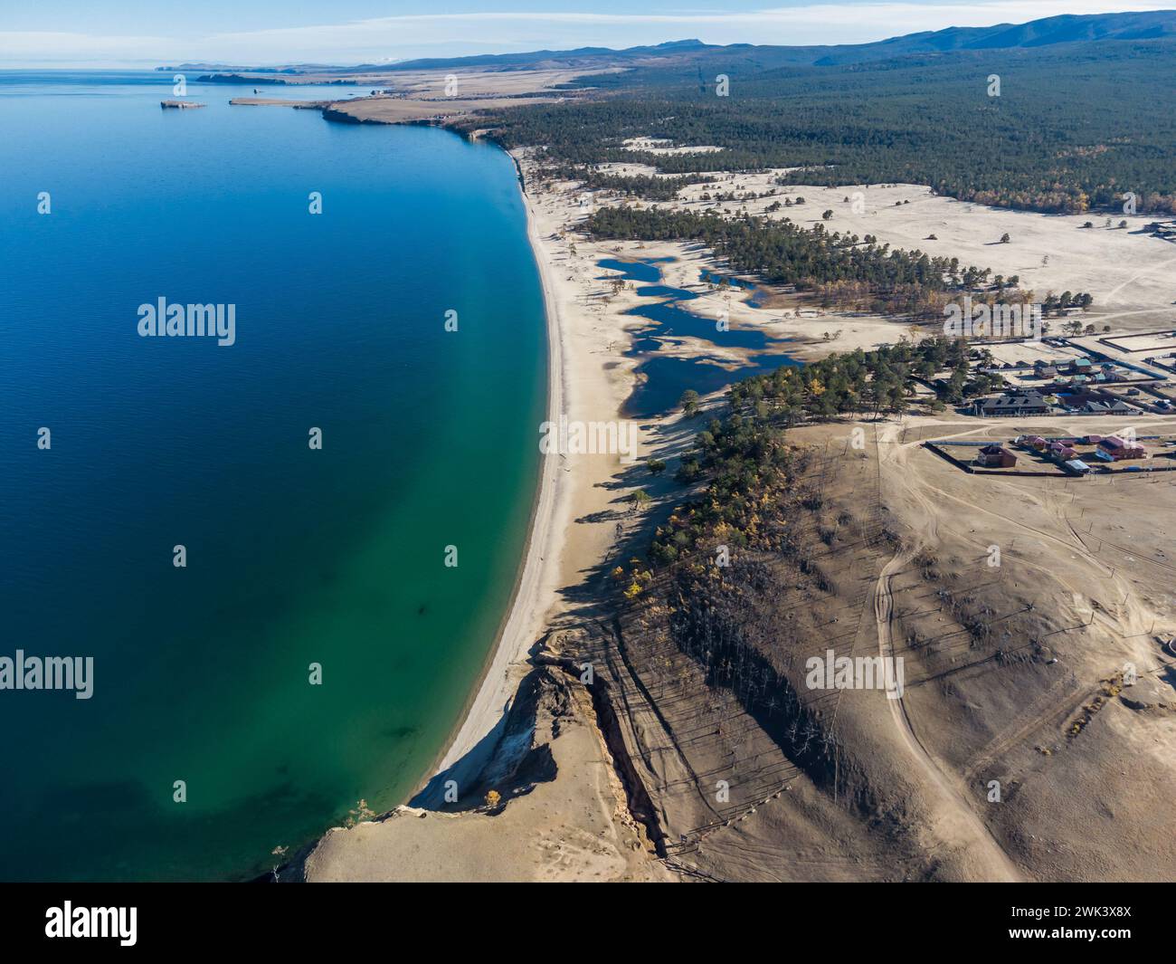 Sarayskiy beach. Shamanka Rock. Lake Baikal at Olkhon Island. the ...