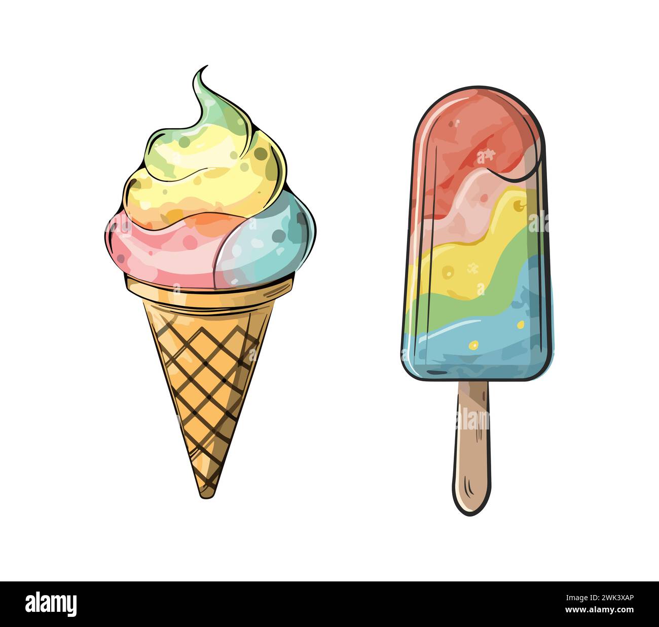 Hand drawn ice cream vector illustrations set Stock Vector Image & Art ...