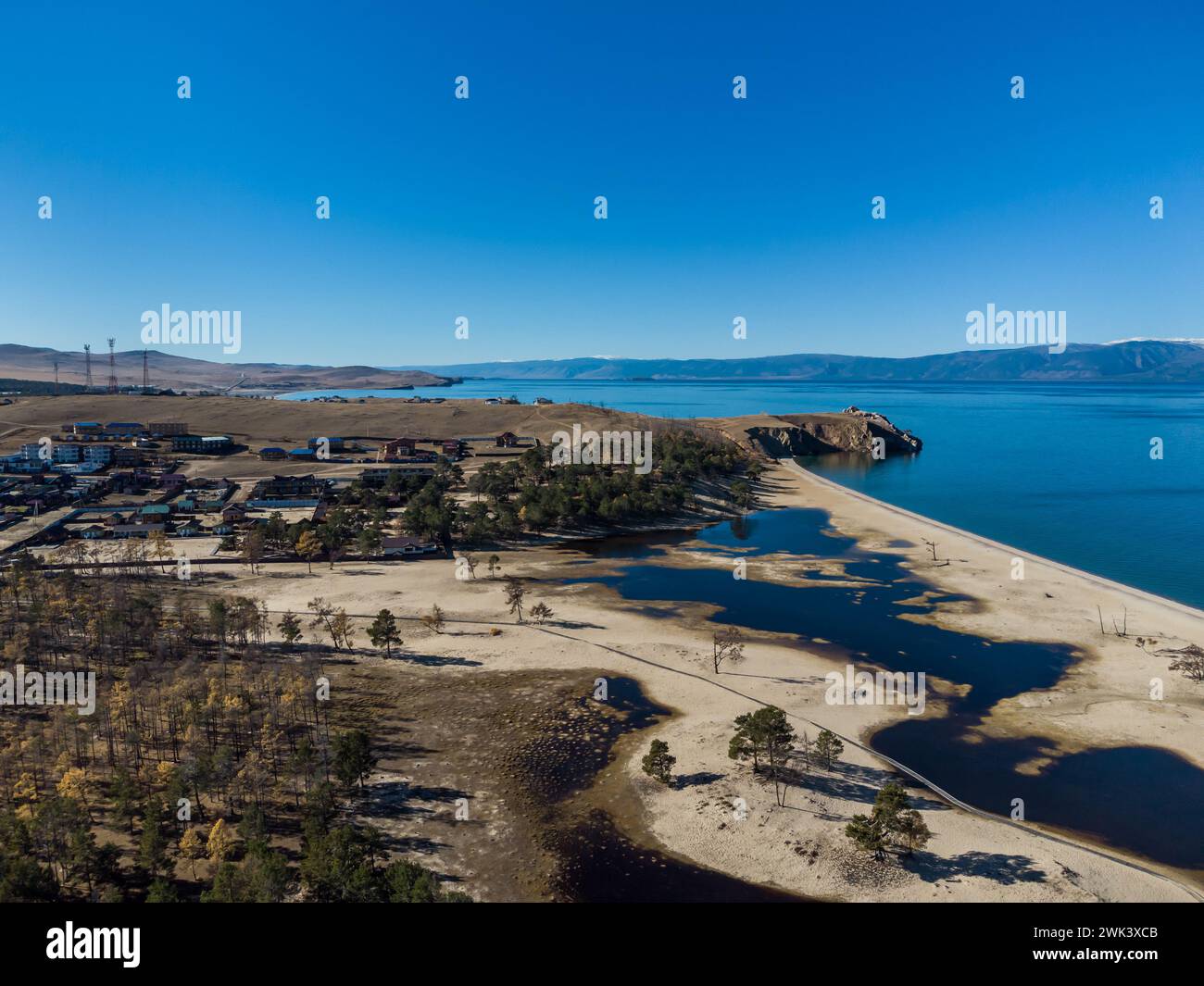 Sarayskiy beach. Shamanka Rock. Lake Baikal at Olkhon Island. the ...