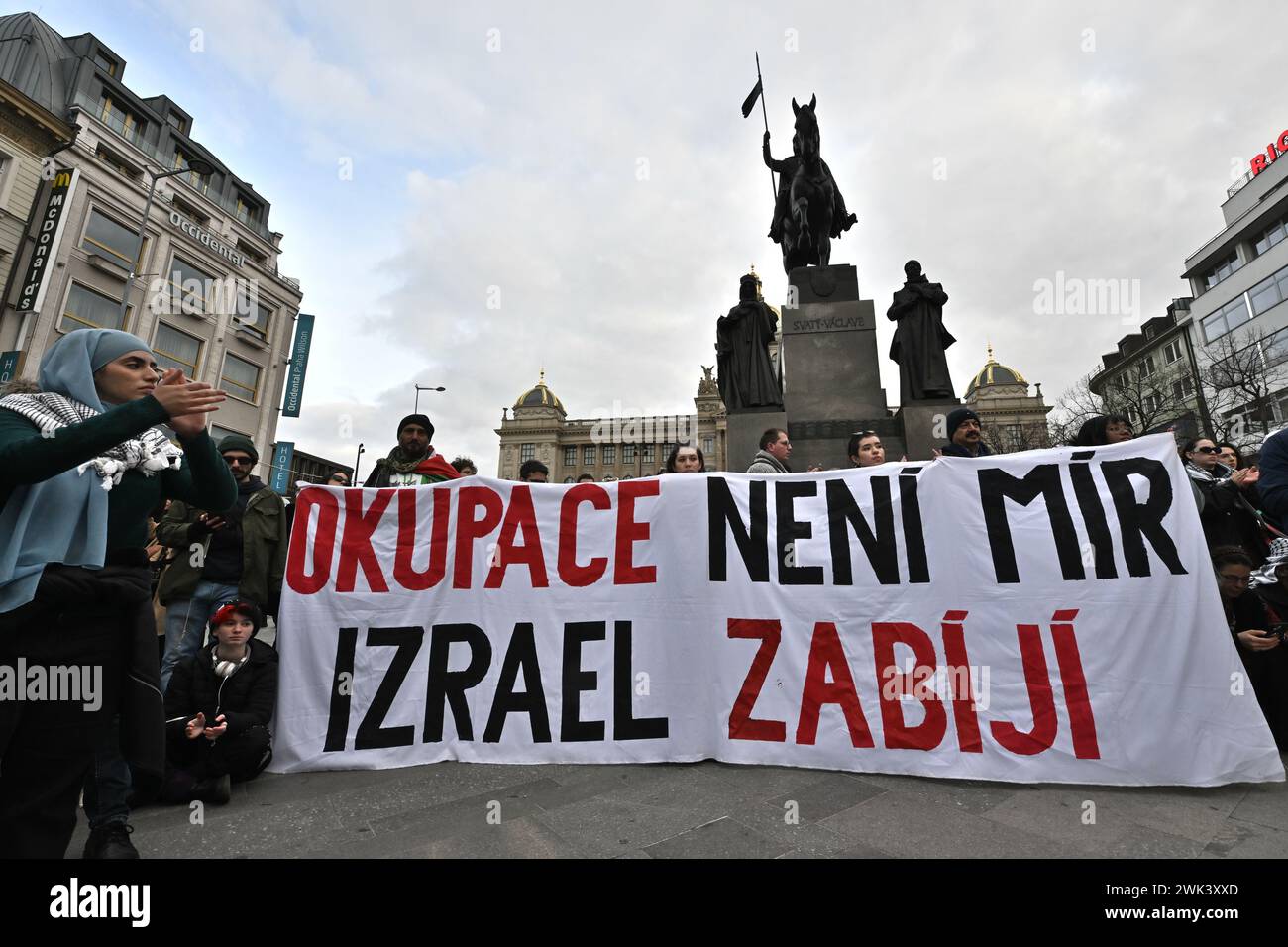 Prague, Czech Republic. 18th Feb, 2024. Hundreds of people gathered in ...