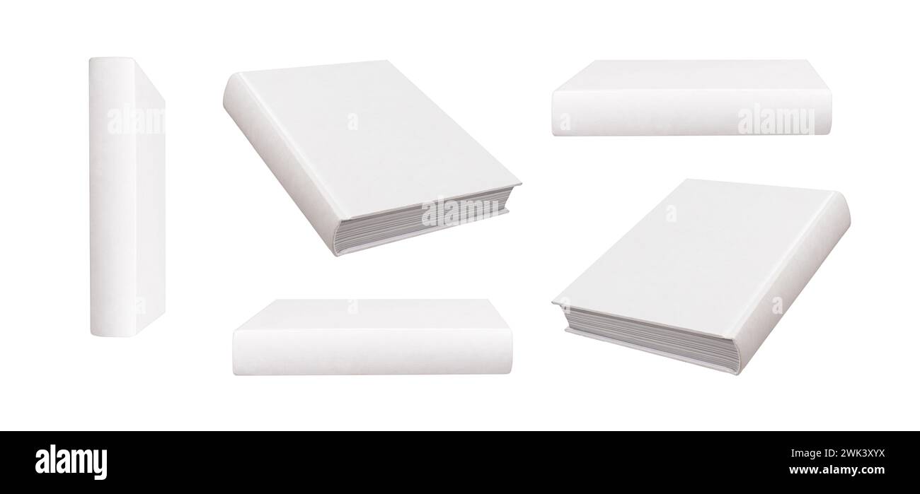 Blank Book Cover Mockups From Different Angles Sides Set Hardcover