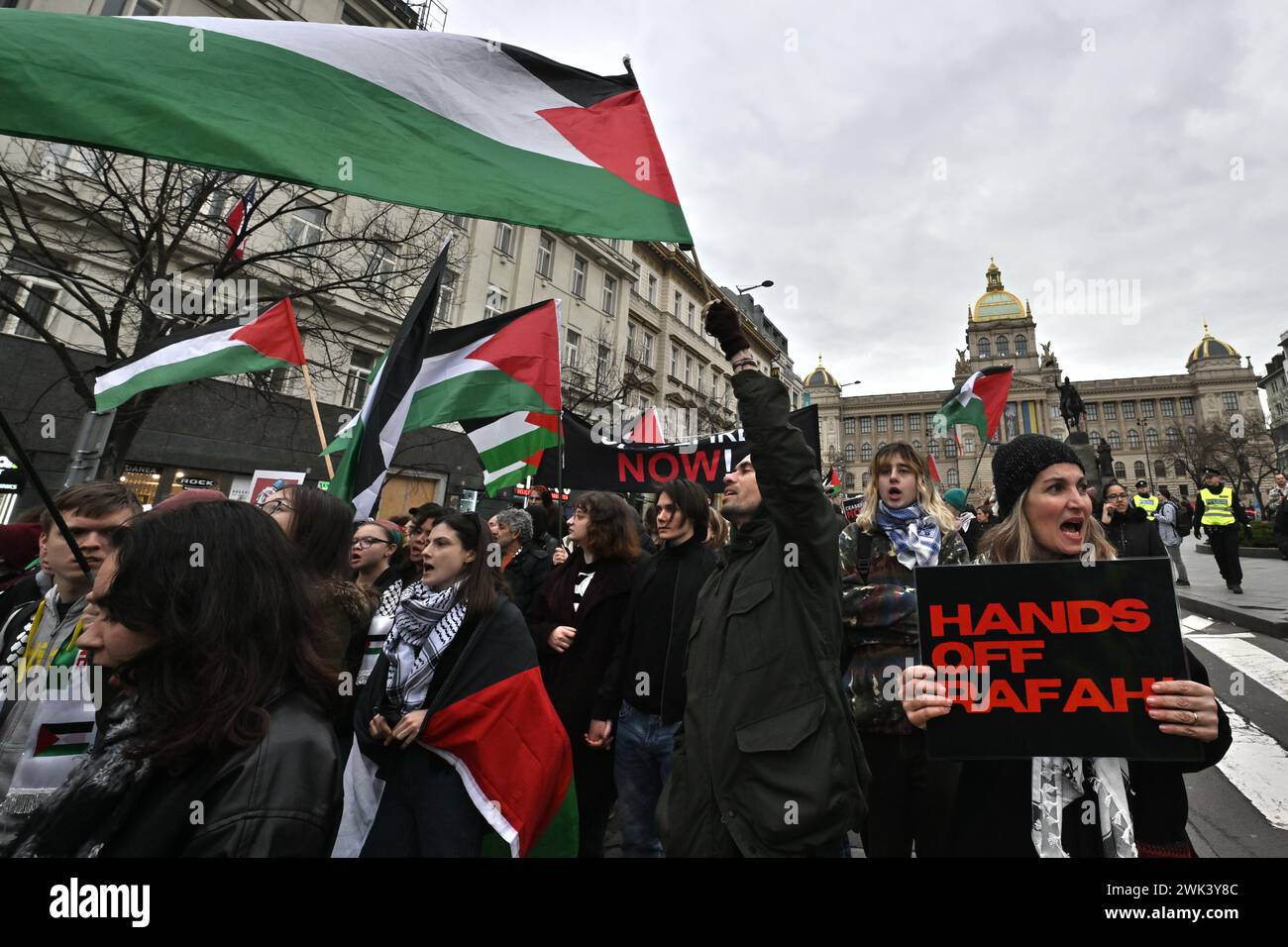 Prague, Czech Republic. 18th Feb, 2024. Hundreds of people gathered in ...