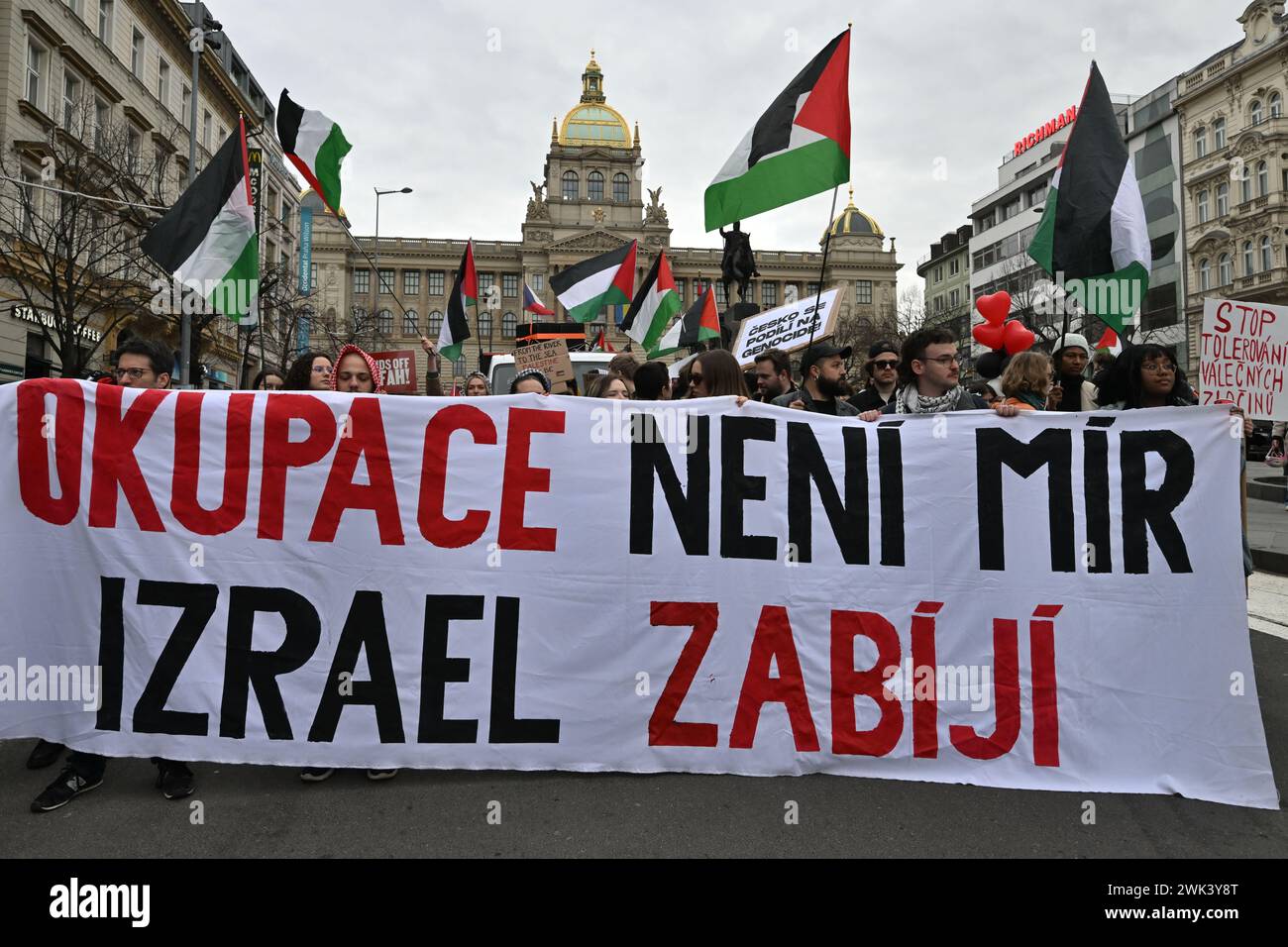 Prague, Czech Republic. 18th Feb, 2024. Hundreds of people gathered in ...