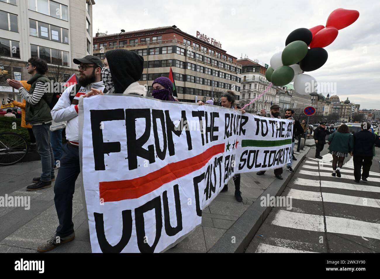 Prague, Czech Republic. 18th Feb, 2024. Hundreds of people gathered in ...