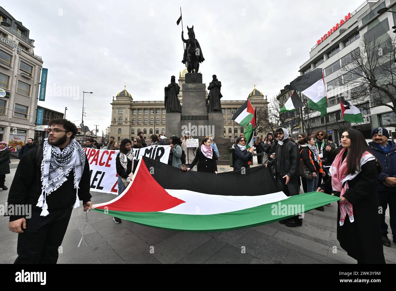 Prague, Czech Republic. 18th Feb, 2024. Hundreds of people gathered in ...