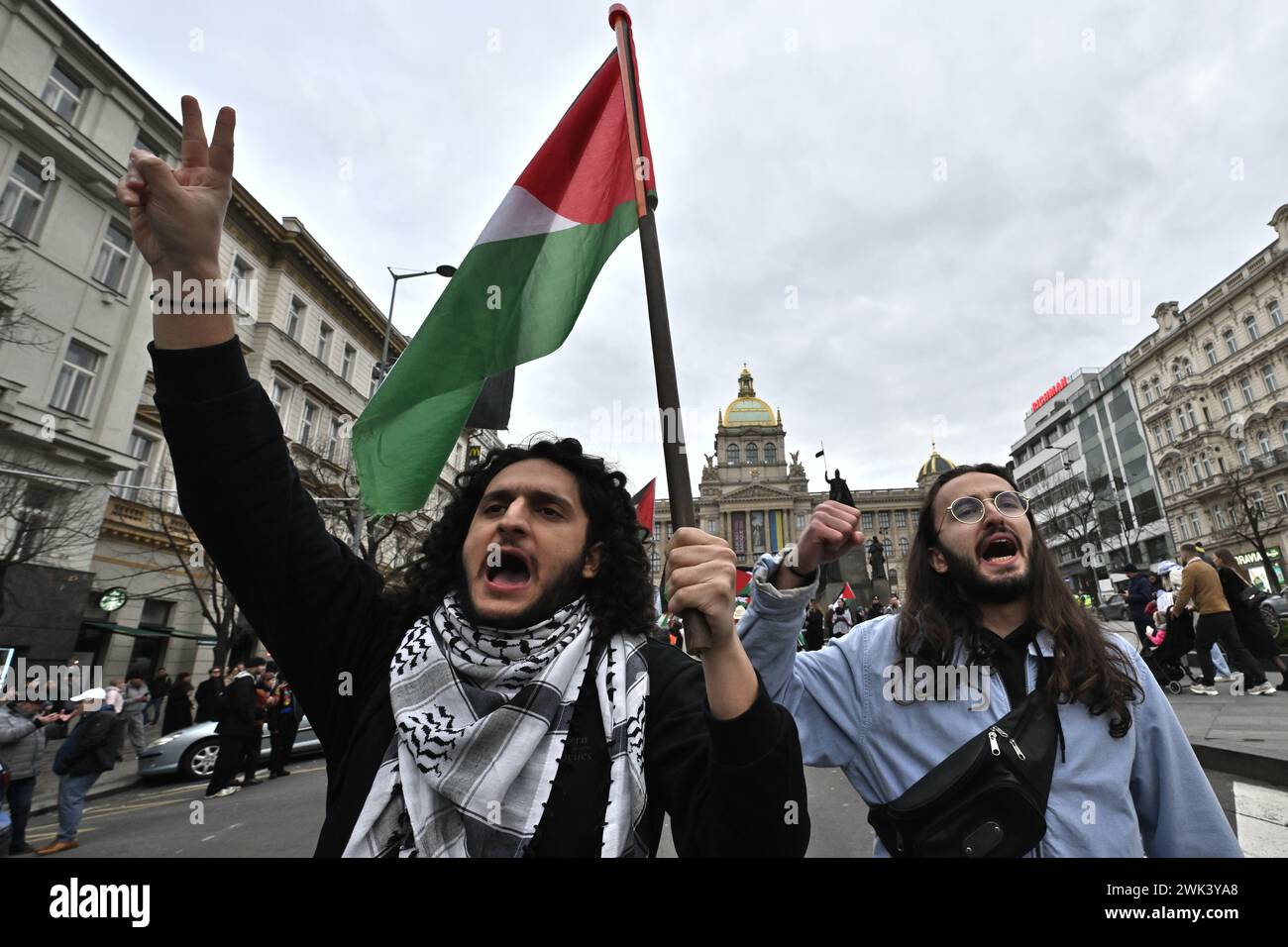 Prague, Czech Republic. 18th Feb, 2024. Hundreds of people gathered in ...