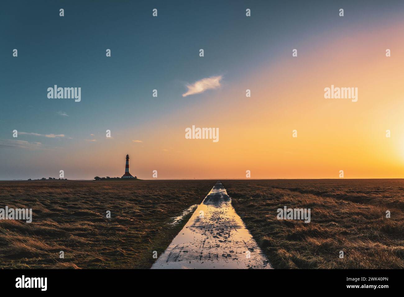 Westerheversand lighthouse on the North Sea a landmark of the ...