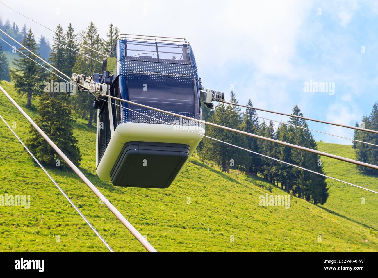 Gondola of Stanserhorn cabrio cable car to Stanserhorn mountain in ...