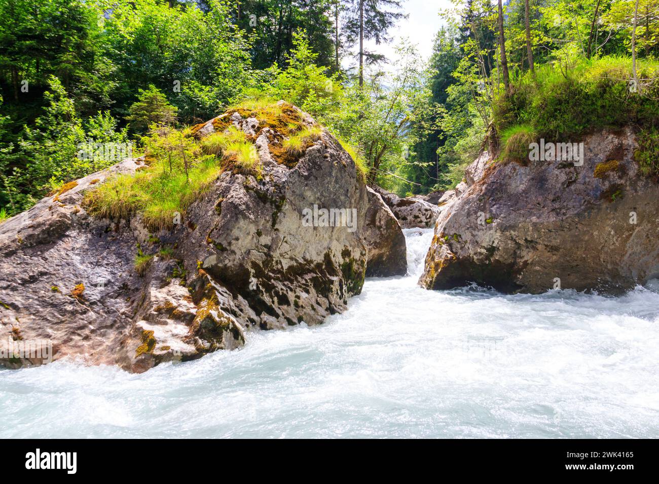 View of the Kander river in Switzerland Stock Photo - Alamy