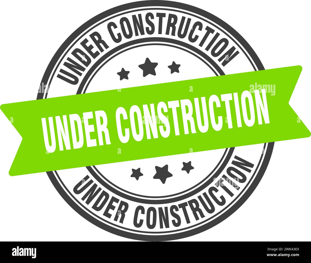 under construction stamp. under construction round sign. label on ...