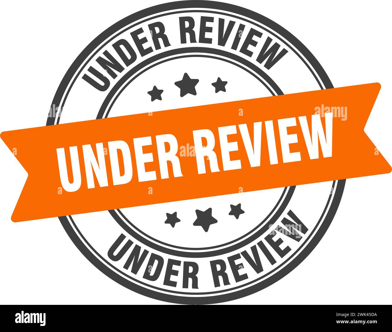 under review stamp. under review round sign. label on transparent ...