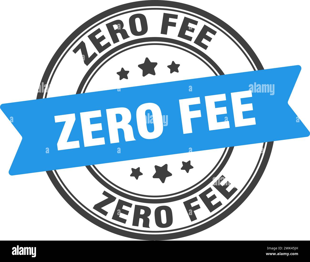 zero fee stamp. zero fee round sign. label on transparent background ...