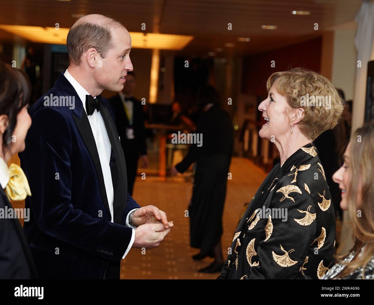 The Prince of Wales, president of Bafta, talks with Sara Putt, the ...