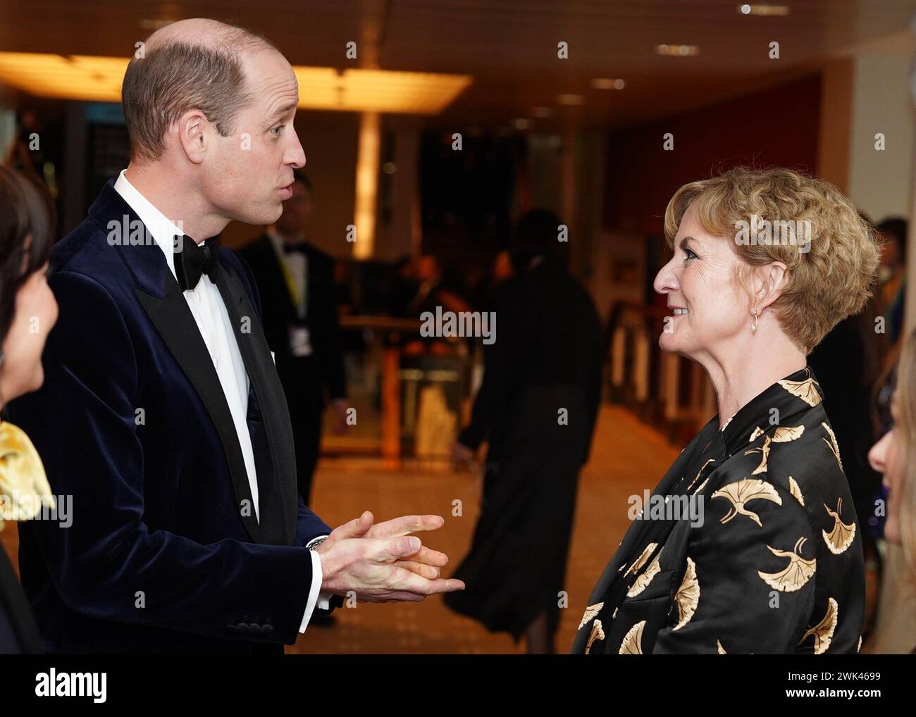 The Prince of Wales, president of Bafta, talks with Sara Putt, the ...