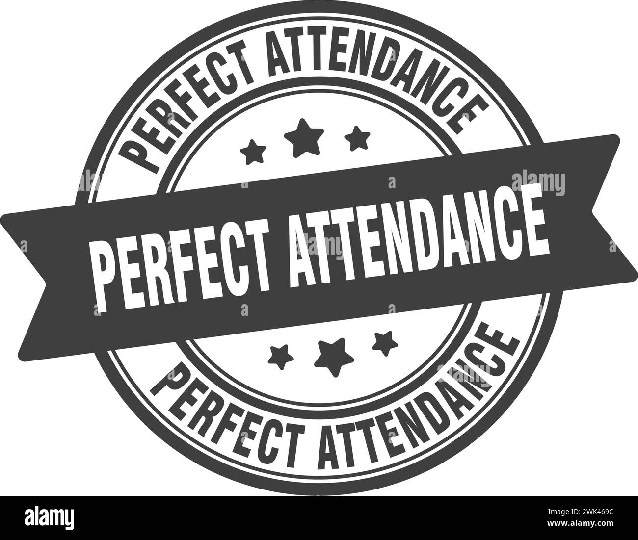 perfect attendance stamp. perfect attendance round sign. label on ...