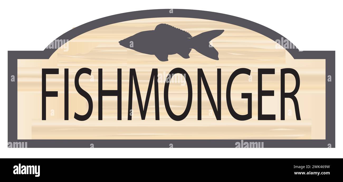 Fishmonger wooden store sign Stock Vector Image & Art - Alamy