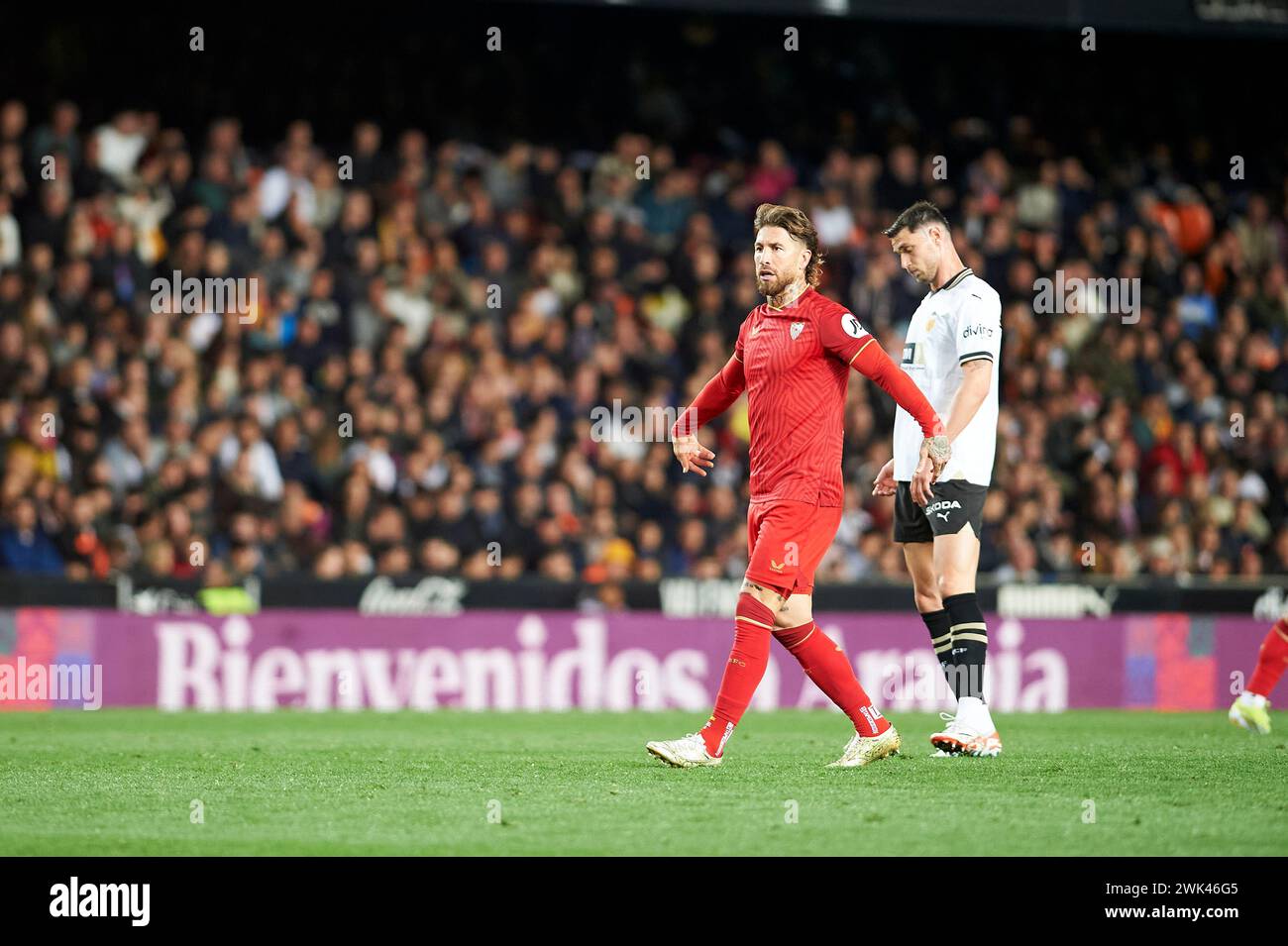 Sergio Ramos of Sevilla FC and Roman Yaremchuk of Valencia CF seen in ...