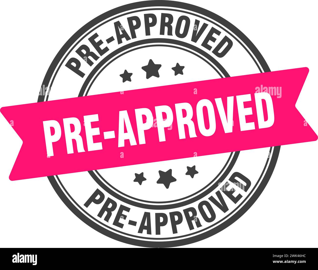 pre-approved stamp. pre-approved round sign. label on transparent ...
