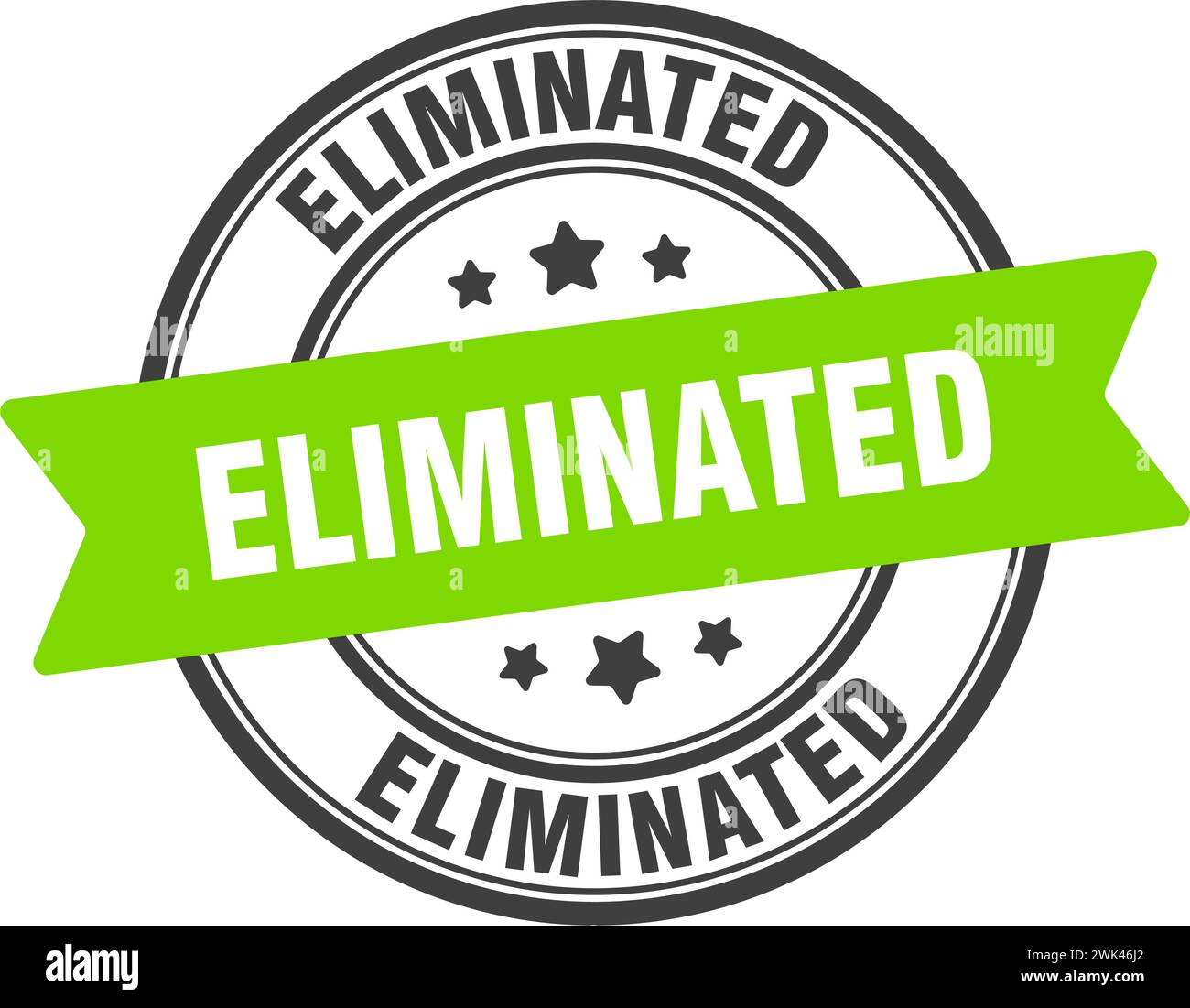 eliminated stamp. eliminated round sign. label on transparent ...