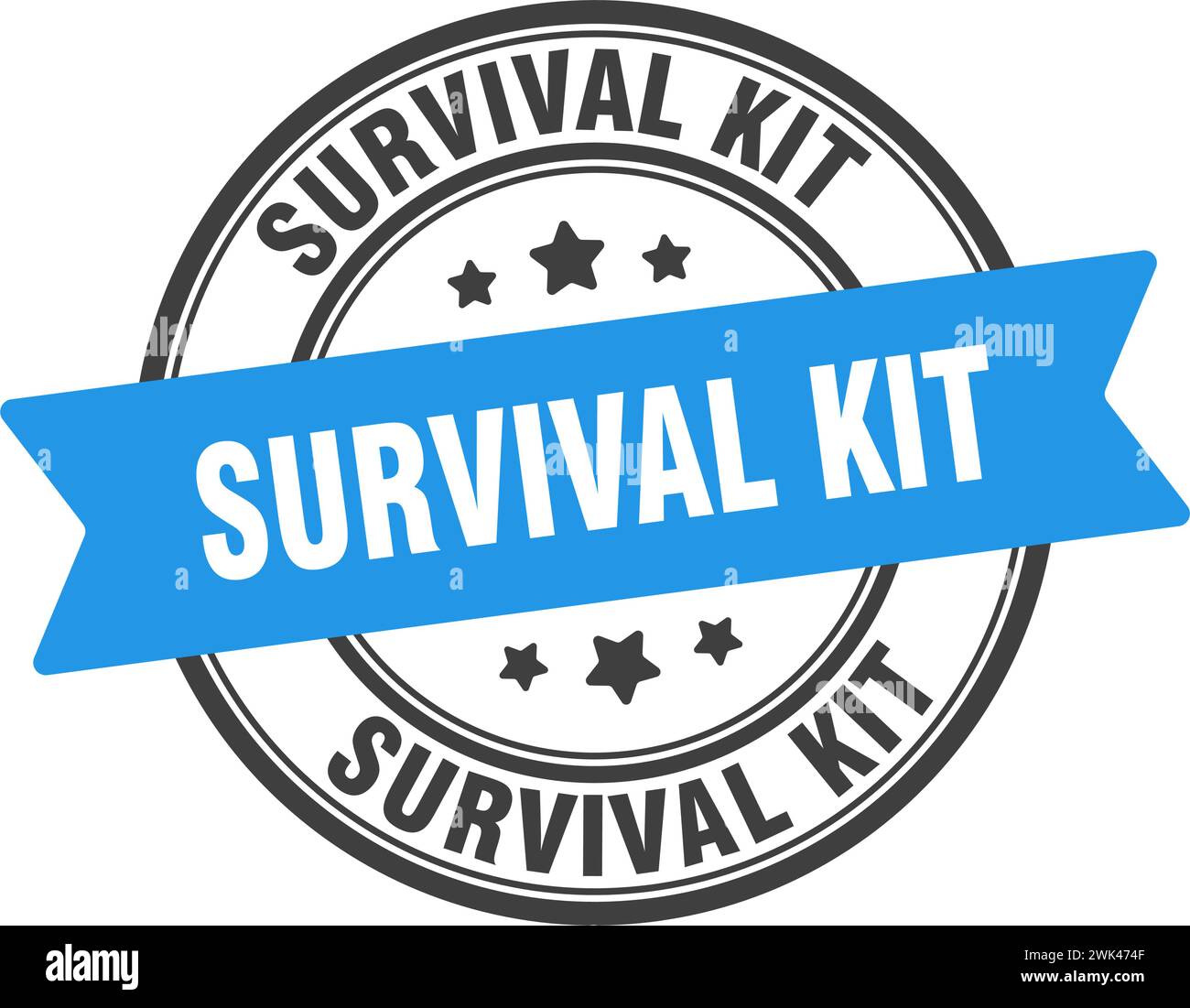 survival kit stamp. survival kit round sign. label on transparent ...