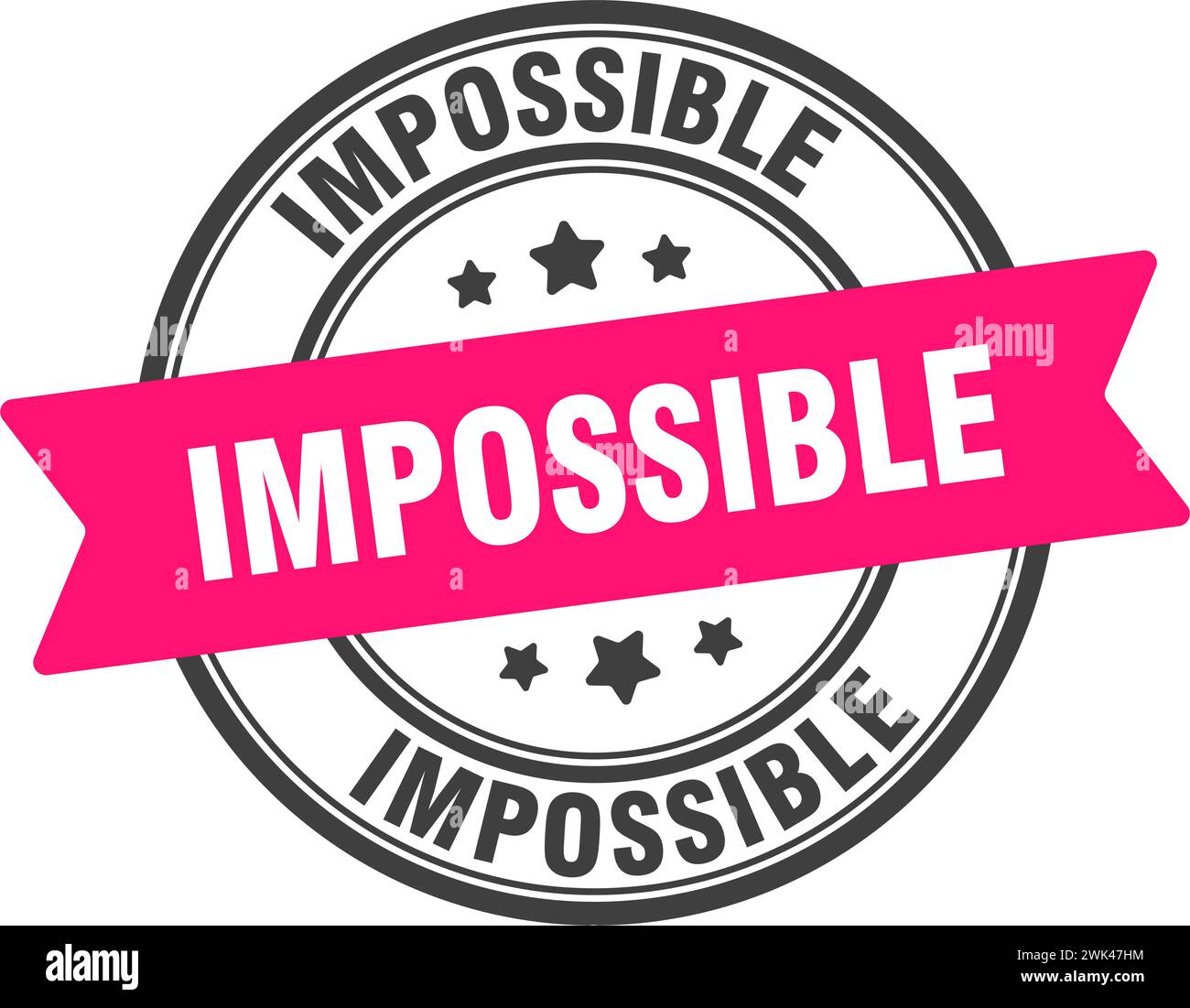 impossible stamp. impossible round sign. label on transparent ...