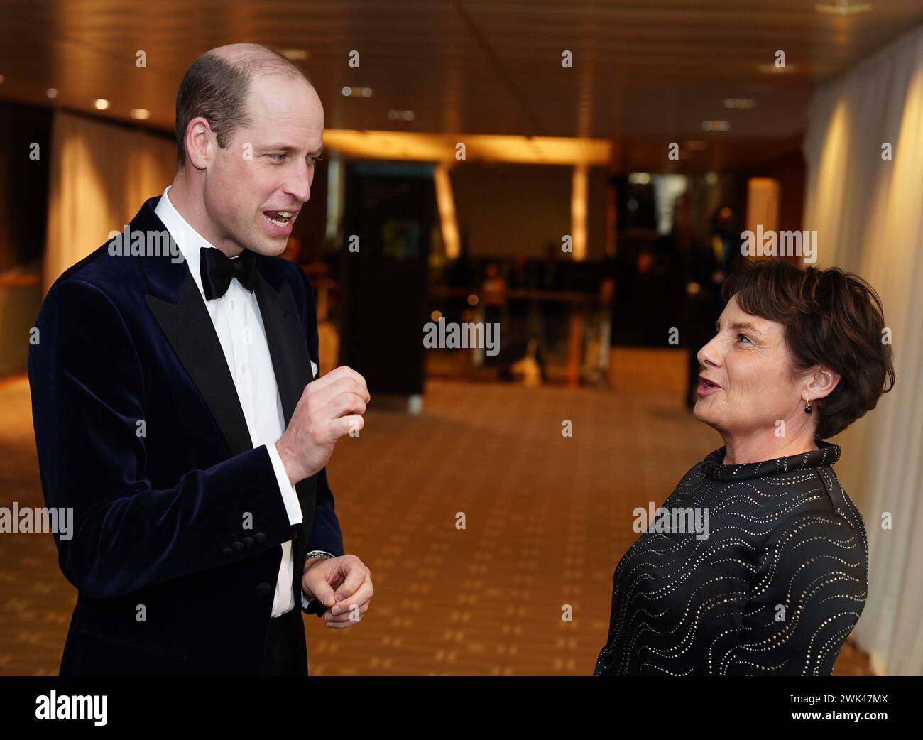 The Prince of Wales, president of Bafta, talks with Elaine Bedell, CEO ...