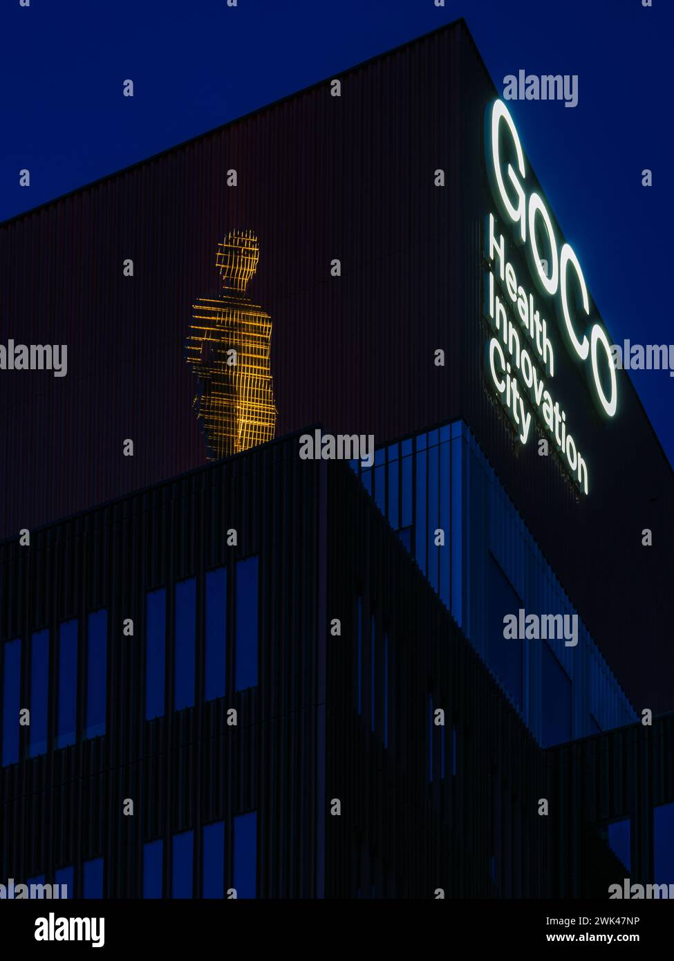 This image captures the striking neon sign of the Goco Health ...