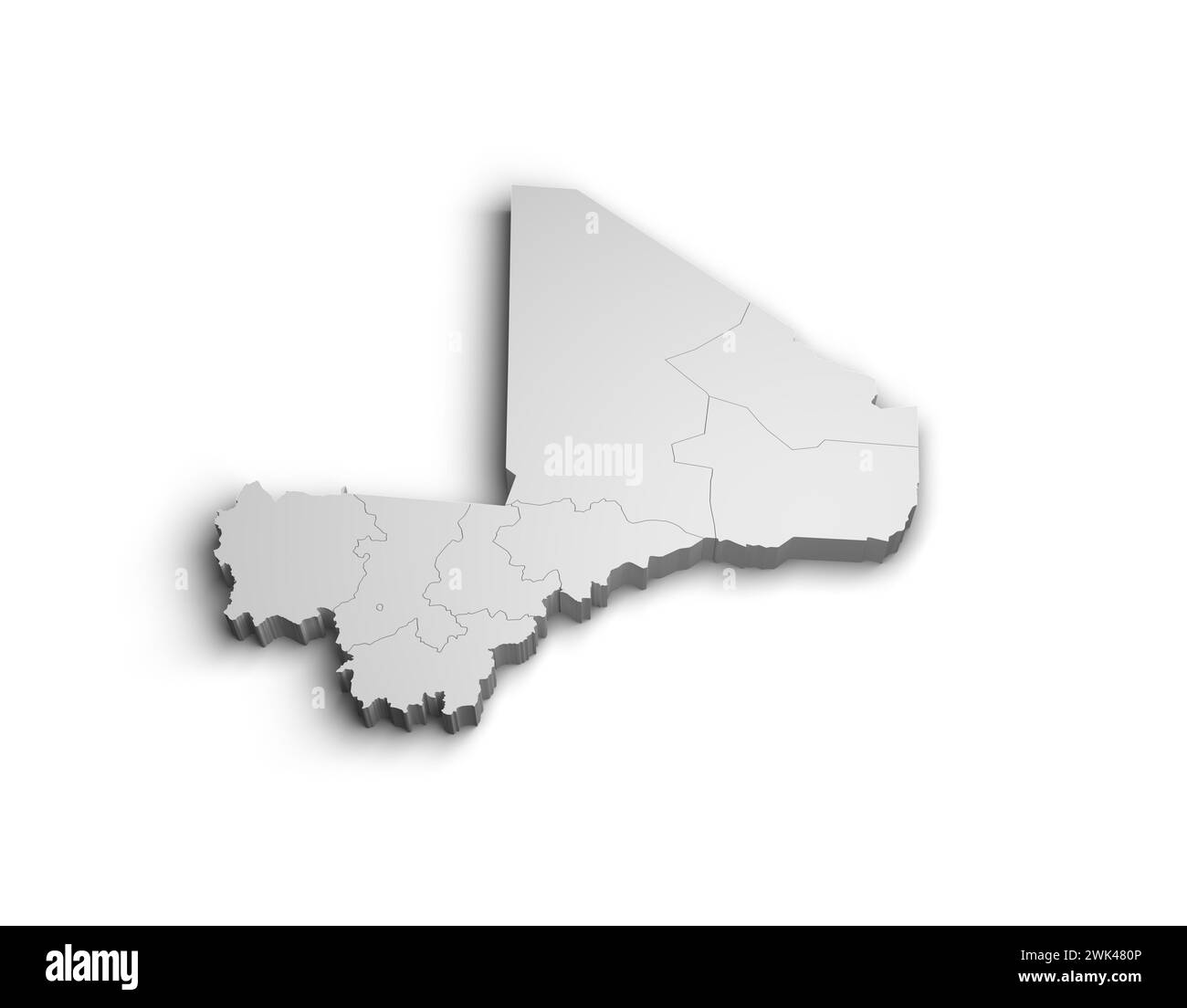 3d Mali map illustration white background isolate Stock Photo - Alamy