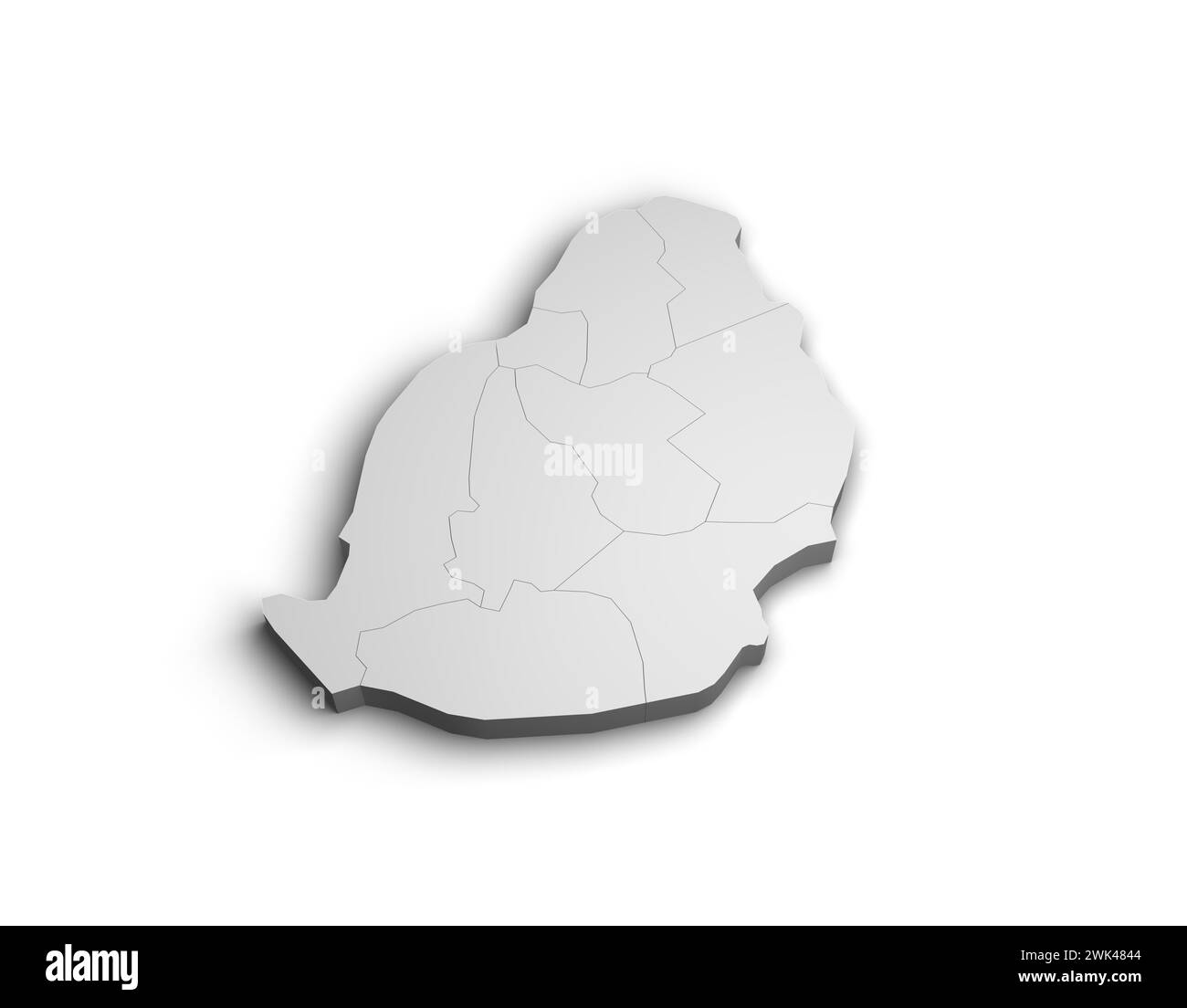 3d Mauritius map illustration white background isolate Stock Photo - Alamy