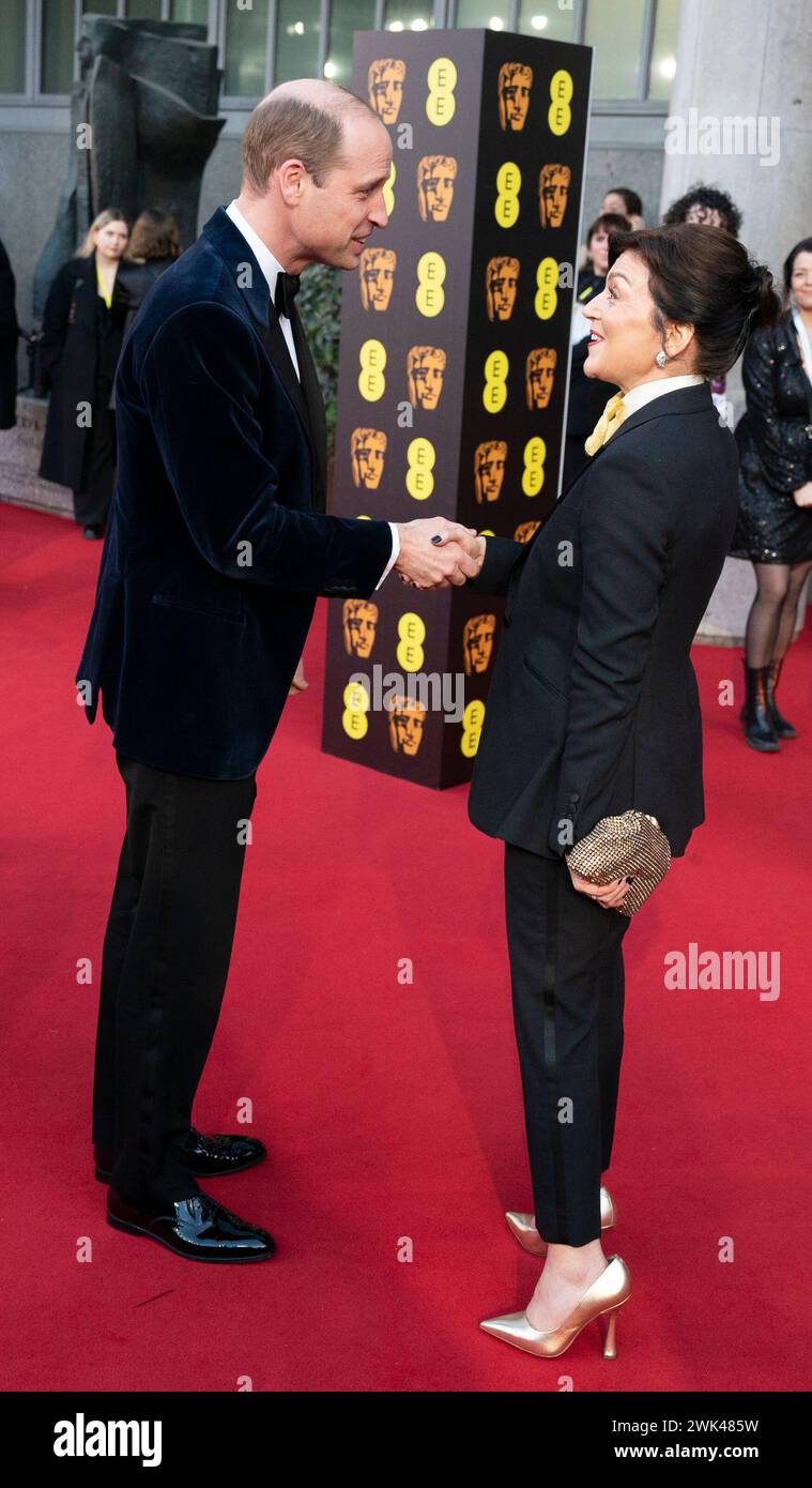 The Prince of Wales, president of Bafta, greets Jane Millichip, CEO of ...