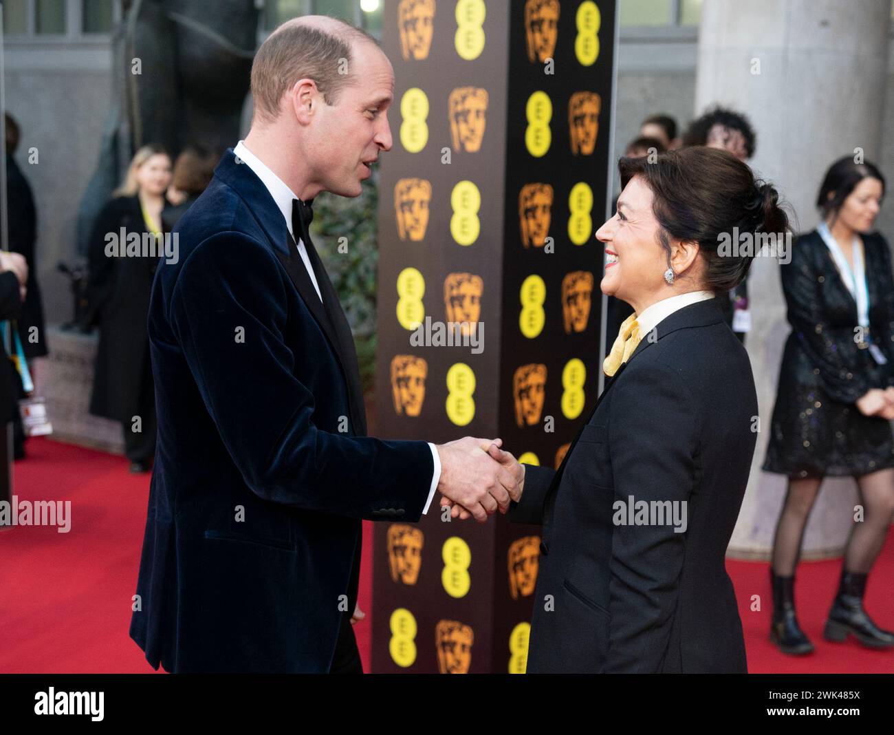 The Prince of Wales, president of Bafta, greets Jane Millichip, CEO of ...