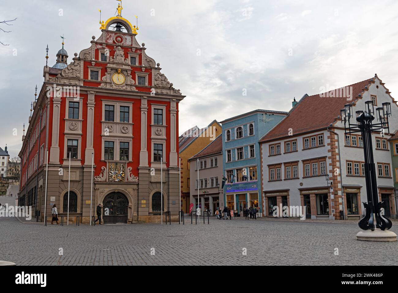 main market or in german Hauptmarkt with beautiful red town hall in ...